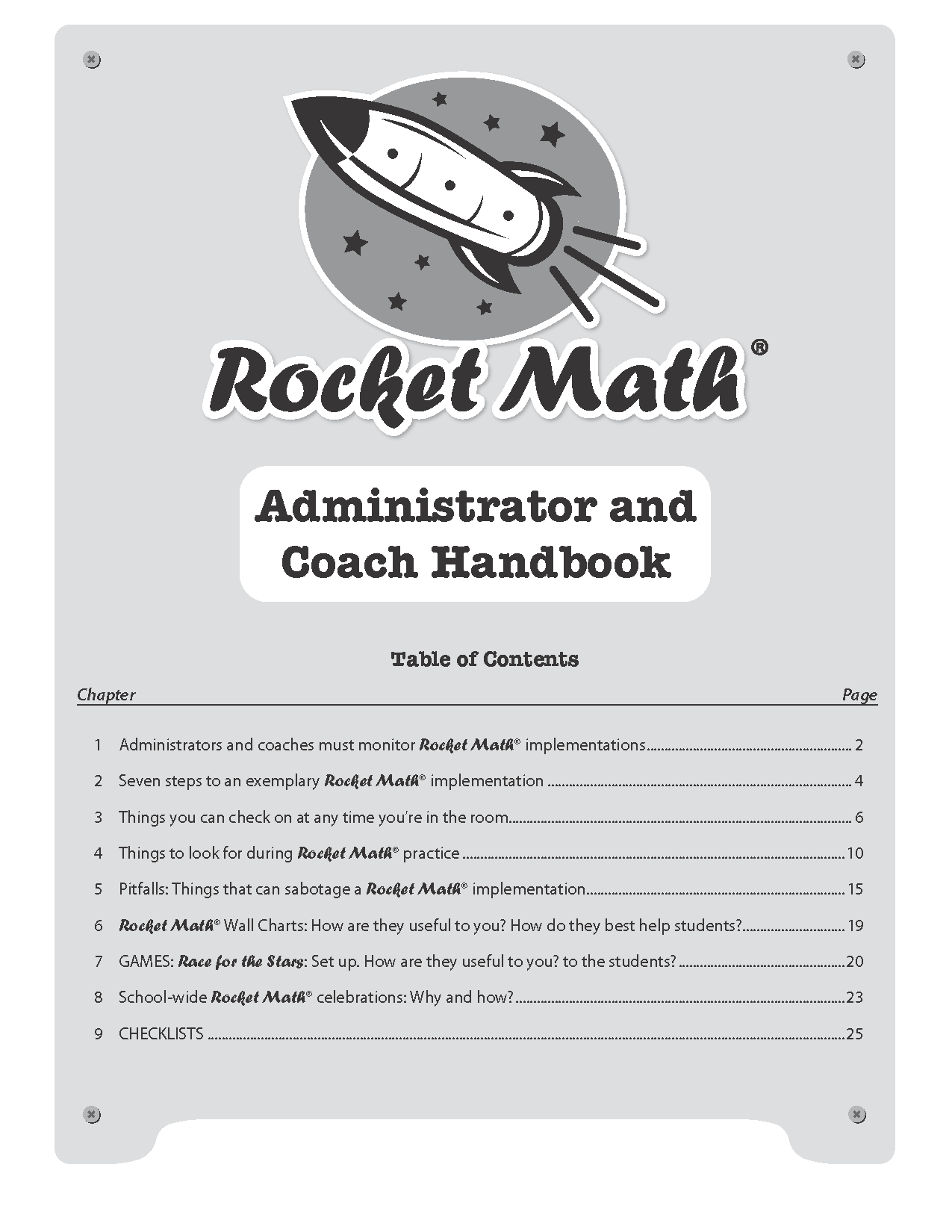 Administrator & Coach Handbook #2012 - Rocket Math