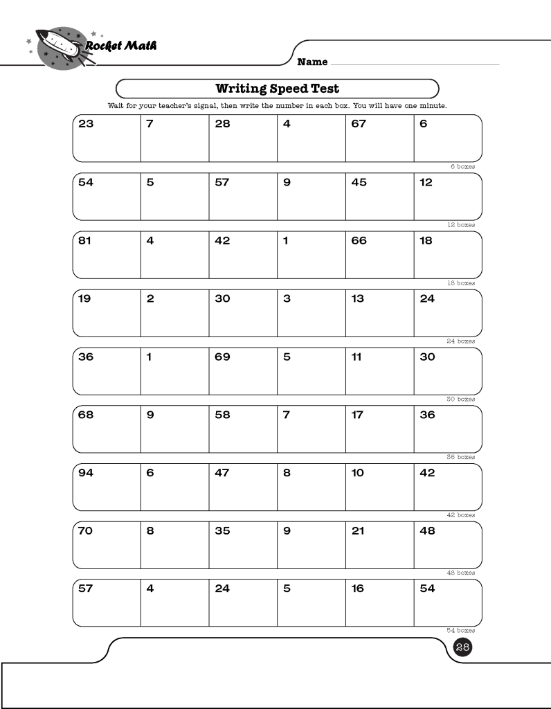 Why A Test Of Writing Speed Rocket Math