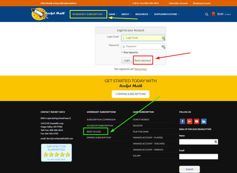 How to access (get into) my Worksheet subscription - Rocket Math
