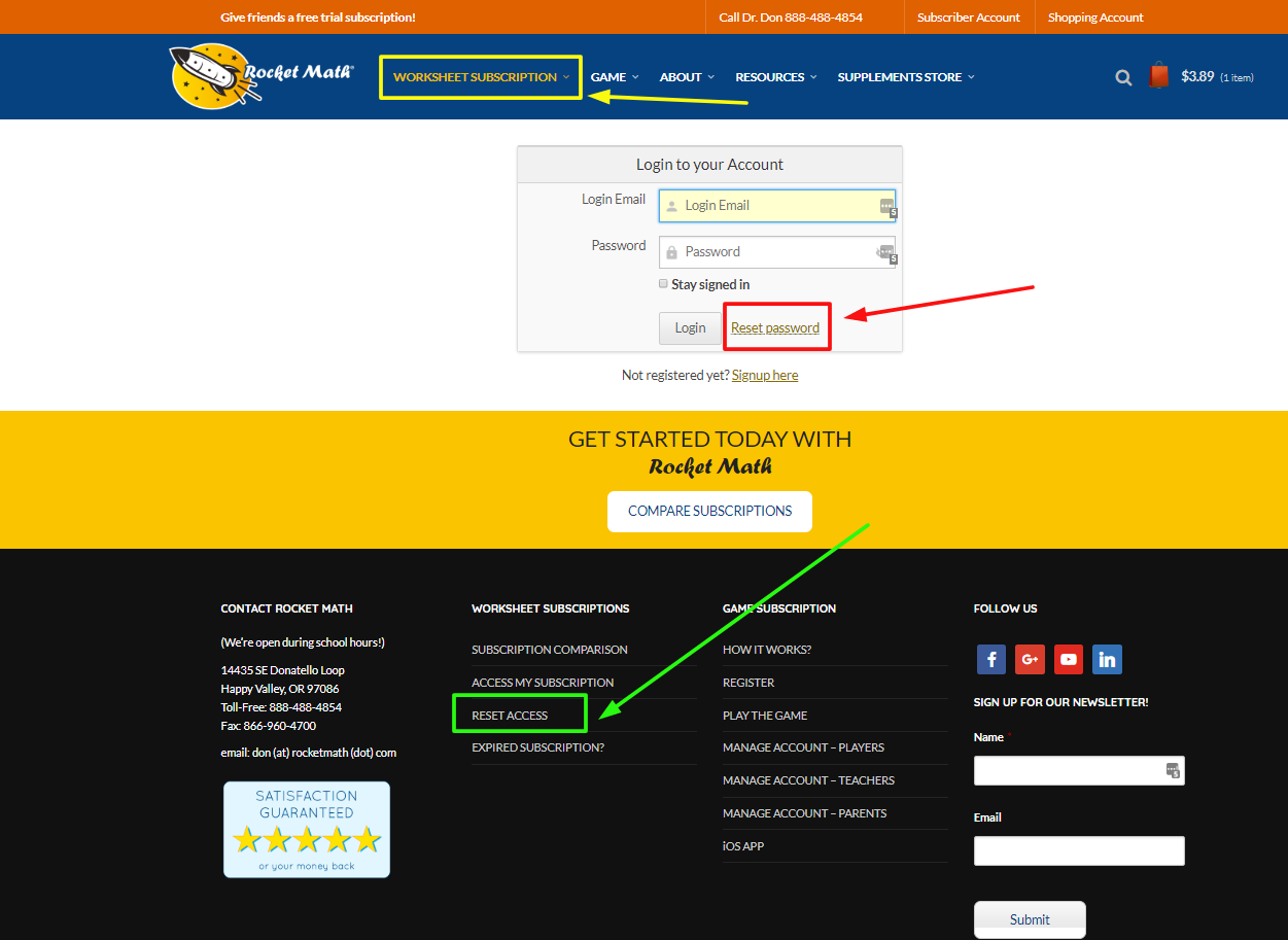 How to access (get into) my Worksheet subscription - Rocket Math
