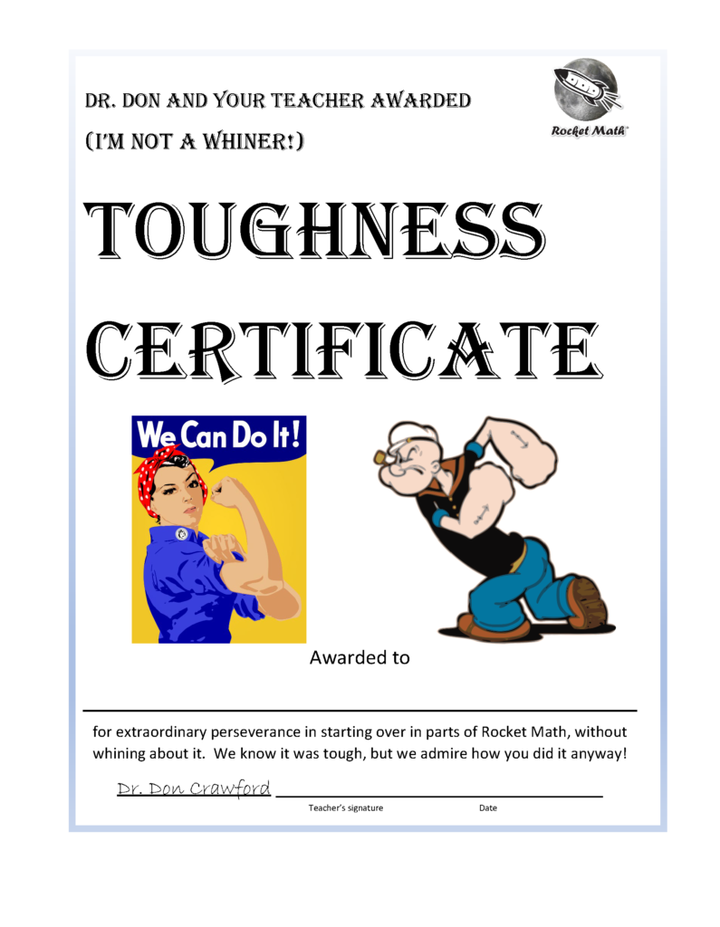 A student must re-do part of Rocket Math? Motivate with the Toughness ...