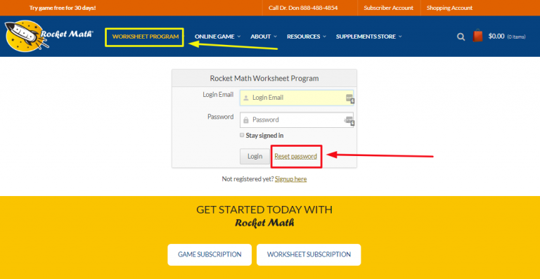 How to access (get into) my subscription? - Rocket Math