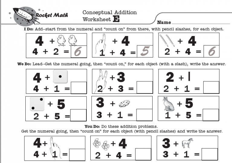 Conceptual Addition (counting-on) Kindergarten Learning Track - Rocket Math