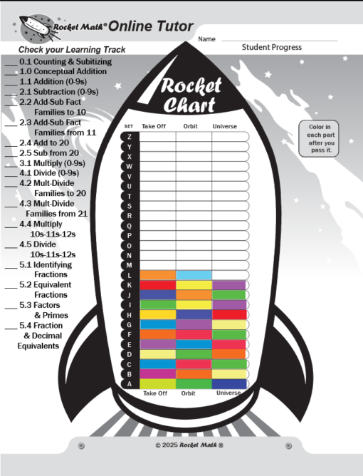 (J) Color in Rocket Chart - Rocket Math