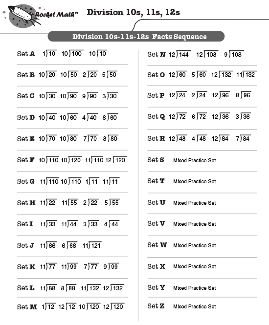 Division 10s, 11s, 12s Learning Track - Rocket Math