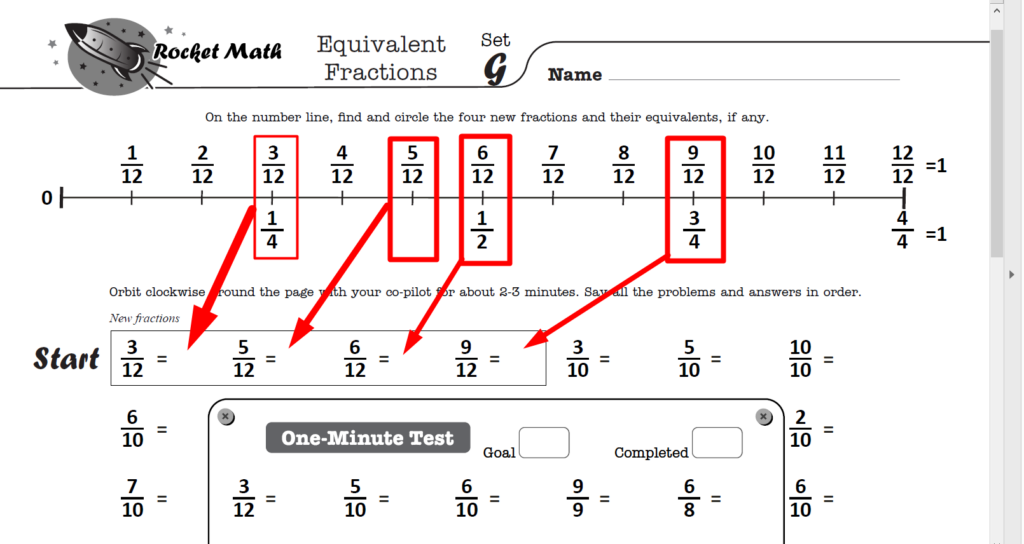 Equivalent Fractions Learning Track - Rocket Math