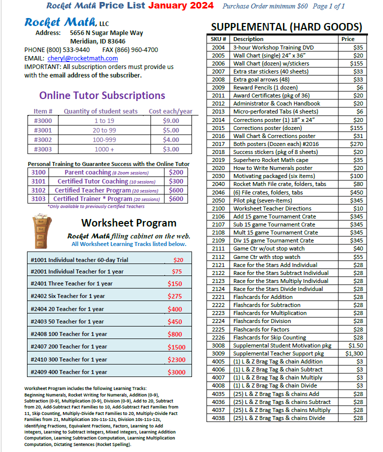 Rocket Math pricing - Rocket Math